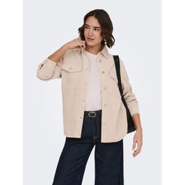 Only Damen Hemdbluse "ONLTIGGY L/S CORD SHACKET PNT", beige, Gr. M, unifarben, Cord, Obermaterial: 100% Baumwolle, Blusen, Baumwolle, oversize