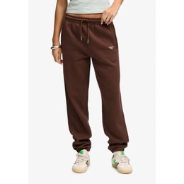 Superdry Damen Sweathose "SIGNATURE EMB CUFFED JOGGER", braun, Gr. XL, unifarben, Sweatware, Obermaterial: 60% Baumwolle, 40% Polyester, Hosen,