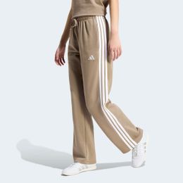 Damen Sporthose "ESSENTIALS 3-STREIFEN OPEN HEM FRENCH TERRY"khaki six, wei&szlig;, normal, gr., Gr. S, adidas Sportswear, Obermaterial: 55% Baumwolle, 36%