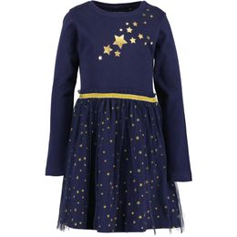 Blue Seven M&auml;dchen Jerseykleidnachtblau, Gr. 98, bedruckt, unifarben, Jersey, Obermaterial: 100% Baumwolle, Kleider, mit T&uuml;ll-&Uuml;berrock und tollen