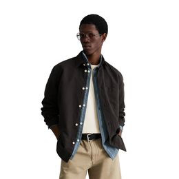 Marc O'Polo Herren Langarmhemdbroken grahite, Gr. L, MARC O'POLO DENIM, Web, Obermaterial: 50% Baumwolle, 50% Leinen, Hemden, regular fit aus Leinen und