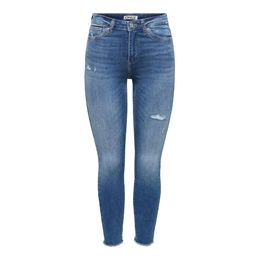 Only Damen Skinny-fit-Jeans "ONLWAUW MW SK ANK RW DNM"medium blau denim, Gr. XS, unifarben, Denim/Jeans, Obermaterial: 83% Baumwolle, 15% Polyester,