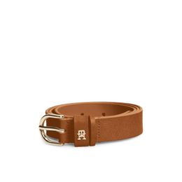 Tommy Hilfiger Damen Lederg&uuml;rtel "ESSENTIAL EFFORTLESS SUEDE"cognac, Gr. 100, unifarben, Rindsleder, G&uuml;rtel, Regular fit und gr&ouml;&szlig;enverstellbar