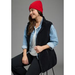 Damen Longweste "Gro&szlig;e Gr&ouml;&szlig;en"schwarz, Gr. 56, LAURA SCOTT CURVE, unifarben, Fleece, Obermaterial: 100% Polyester, Westen, Fleece Weste aus Teddy