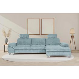 Ecksofa DIE PLANBAR, B:318cm H:84cm T:180cmcord aqua, 100% Polyester, Wohnzimmer, Sofas, "Recamiere MP-IN14007 L-Form, Breite 318 cm", wahlweise mit