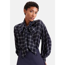 Seidensticker Damen Klassische Blusedunkelblau, Gr. 38, kariert, 100% Viskose, Blusen, 1/1 Binderkragen Karo