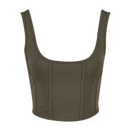 Urban Classics Damen T-Shirt "Urban Classics Ladies Jersey Corsage Top"olive, Gr. M, unifarben, 95% Baumwolle, 5% Elasthan, Shirts