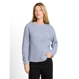 Damen V-Ausschnitt-Pulloverfoggy blau mouline, Gr. M, Tom Tailor Denim, unifarben, Strick, Obermaterial: 50% Baumwolle, 50% Polyacryl, Pullover, mit