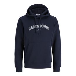 Jack & Jones PlusSize Herren Kapuzensweatshirt "JJAVERY SWEAT HOOD PLS"navy blazer, Gr. 4XL, JACK & JONES PLUSSIZE, bedruckt, angeraute Sweatware, Obermaterial: 60%