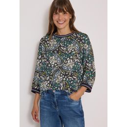 Cecil Damen Shirtbluseurban dunkelblau, Gr. XXL, gemustert, Stoff, 100% Viskose, Blusen, aus softer Viskose