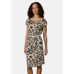 Ragwear Damen Shirtkleid "Lilithe YOUMODO"sand, Gr. M, Obermaterial: 50% Baumwolle, 50% Modal, Kleider, Sommerkleid mit Alloverprint und Flechtg&uuml;rtel