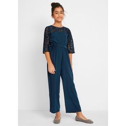bonprix M&auml;dchen Jumpsuitdunkelblau, festlich, Gr. 164, unifarben, Spitze, Obermaterial: 100% Polyester. Futter: 100% Polyester. Spitze: 100%