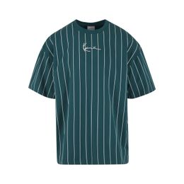 Karl Kani Herren T-Shirt "Karl Kani Small Signature Essential Pinstripe Tee"dunkelgr&uuml;n, vanilla, Gr. L, gestreift, 100% Baumwolle, Shirts