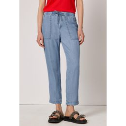 Damen Jogger Pantslight blau soft wash, Gr. 44, STREET ONE STUDIO, unifarben, Stoff, 100% Lyocell, Hosen, aus Lyocell