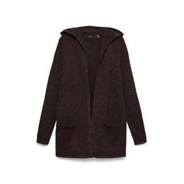 V&eacute;ro Moda VERO MODA Damen Strickjacke "VMDOFFY LS OPEN HOOD CARDIGAN GA NOOS", braun, Gr. S, meliert, Strick, Obermaterial: 94% Polyester, 3% Elasthan, 3%