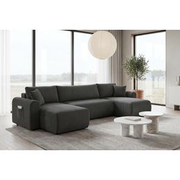 Wohnlandschaft OTTO HOME, B:311cm H:79cm T:52cmanthrazit, Sofas, "JONAA Cord, U-Form, 311 cm. -OTTO. Verl&auml;ssliche Qualit&auml;t", Tonnentaschen-Federkern,