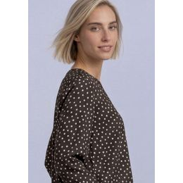Street One Damen Blusentopschwarz coffee, Gr. 44, bedruckt, Web, Obermaterial: 100% Viskose, Blusen, Viskose, Punktemuster, 3/4-Arm