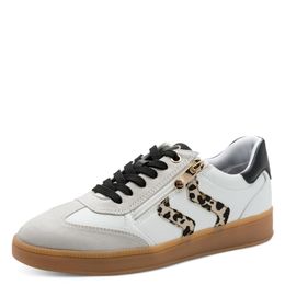 Marco Tozzi Damen Plateausneaker, Gr. 38wei&szlig;, leo, Lederimitat, Textil, Veloursleder, kontrastfarbene Details, Schuhe, Freizeitschuh, Halbschuh,