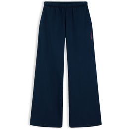 Tommy Jeans Damen Sweathose "TJW WIDE LEG SCRIPT SWEATPANTS"dunkelblau, Gr. XS, unifarben, Sweatware, Obermaterial: 85% Baumwolle, 15% Polyester,