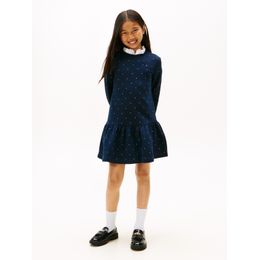 Tommy Hilfiger M&auml;dchen Jerseykleid "FESTIVE STUD HWK DRESS LS"schwarz night navy, Gr. 5, gemustert, gepunktet, Web, Obermaterial: 65% Baumwolle, 35%