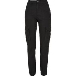 Urban Classics Damen Cargohose "Urban Classics Ladies Cotton Twill Utility Pants"schwarz, Gr. 33, unifarben, 98% Baumwolle, 2% Elasthan, Hosen