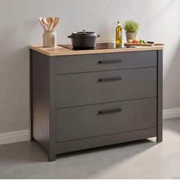 Unterschrank Inter Link, B:100cm H:92cm T:60cmanthrazit, eiche artisan nachbildung, schwarze griffe, Holzwerkstoff, MDF, K&uuml;che, Schr&auml;nke, "Pienza,