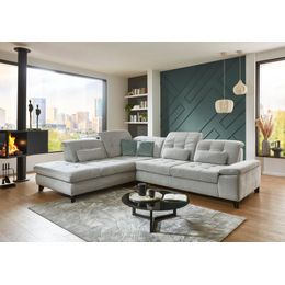 Ecksofa DIE PLANBAR, B:310cm H:85cm T:260cmsantos silber, 100% Polyester, Wohnzimmer, Sofas, "MP-IN18012 L-Form mit Federkern-Polsterung",
