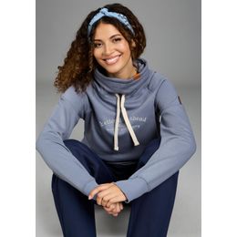 Kangaroos Damen Sweatshirtgraublau, Gr. 36, Sweatware, Obermaterial: 60% Baumwolle, 40% Polyester, Sweatshirts, mit hohem Schalkragen, h&uuml;ftlange