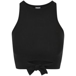 Urban Classics Damen Muskelshirt "Urban Classics Damen Ladies Cropped Knot Top"schwarz, Gr. XL, unifarben, 95% Baumwolle, 5% Elasthan, Shirts