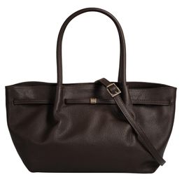 FORTY Damen Shopper "Colentessa - M"dunkelbraun, Leder, leicht gl&auml;nzend, unifarben, Taschen, echt Leder, Made in Italy
