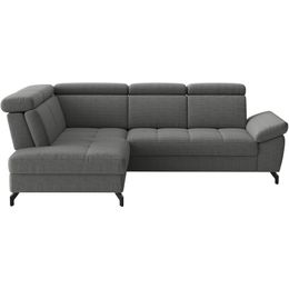Sit & More Ecksofa SIT & MORE, B:254cm H:84cm T:197cmgrau, 100% Polyester, Wohnzimmer, Sofas, "Vanity; L-Form, B. 254 cm", Inkl.Sitz-,Kopf-und Armteilverstellung