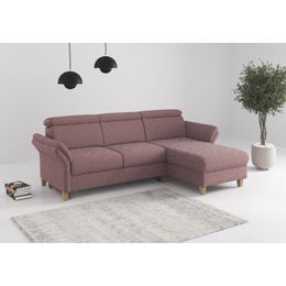 Ecksofa OTTO HOME, B:253cm H:84cm T:166cmaubergine, 100% Polyester, Wohnzimmer, Sofas, "Glendale, L-Form", inkl. Kopfteilverstellung, wahlweise mit