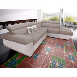 Ecksofa COTTA, B:262cm H:79cm T:102cmschlamm, schlamm, Kunstleder SOFTLUX / Struktur (100% Polyester);Edles Flachgewebe (100% Polyester) / Feine