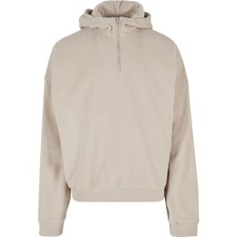 Urban Classics Herren Sweater "Urban Classics Herren Oversized Polar Fleece Half Zip Hoody"wetsand, Gr. M, unifarben, 100% Polyester, Sweatshirts