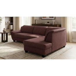 Ecksofa OTTO HOME, B:254cm H:80cm T:186cm, braun, 100% Polyester, Wohnzimmer, Sofas, "Sillkeborg 254 x 186 cm, formsch&ouml;nes Sofa mit dunklen F&uuml;&szlig;en",