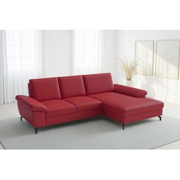 Sit & More Ecksofa SIT & MORE, B:264cm H:89cm T:174cmfeuerrot, Wohnzimmer, Sofas, "Chelsea L-Form, B: 264 cm, Leder, inkl. Sitztiefen-&Armteilverstellung",
