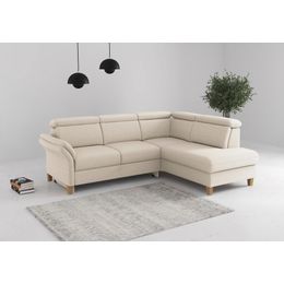 Ecksofa OTTO HOME, B:247cm H:84cm T:193cmcreme, 95% Polyester, 5% Polyamid, Wohnzimmer, Sofas, "Glendale, L-Form", inkl. Kopfteilverstellung,