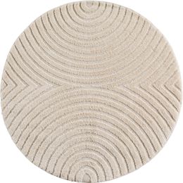 Teppich, H:8mm &Oslash;:160cmcreme, Ayyildiz Teppiche, Wohnzimmer, Teppiche, "ART 1122 , auch als L&auml;ufer und in Rund erh&auml;ltlich", Boho Design, 3D Optik,