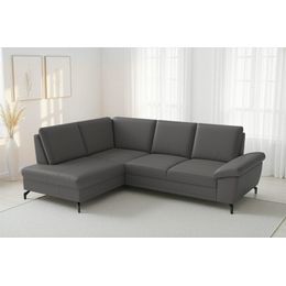 Sit & More Ecksofa SIT & MORE, B:249cm H:89cm T:190cmmocca, Wohnzimmer, Sofas, "Chelsea Leder L-Form, B:249 cm, inkl. Armteil- & Sitztiefenverstellung",