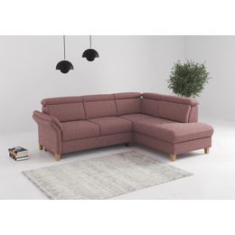 Ecksofa OTTO HOME, B:247cm H:84cm T:193cmaubergine, 100% Polyester, Wohnzimmer, Sofas, "Glendale, L-Form", inkl. Kopfteilverstellung, wahlweise mit