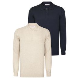 FELIX HARDY Herren Polokragenpullover "Pullover mit Polo-Kragen 2er-Pack", beige, Gr. XXL, 100% Baumwolle, Pullover