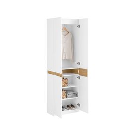 sobuy Kleiderschrank, Wei&szlig;, Holzwerkstoff, 61x192x30 cm, Schlafzimmer, Kleiderschr&auml;nke, Dreht&uuml;renschr&auml;nke