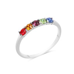 ZEEme Silber Ring Silber 925 rhodiniert mit bunten Kristallen