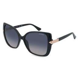Guess GU7820 | Damen-Sonnenbrille | Fassung: Vollrand, Butterfly, Kunststoff, Schwarz Gl&auml;nzend | Glasfarbe: Grau Verlaufend