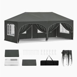 WOLTU Pavillon,, Grau, Metall, 300x250x600 cm, Sonnen- & Sichtschutz, Pavillons & Pergolas, Pavillons