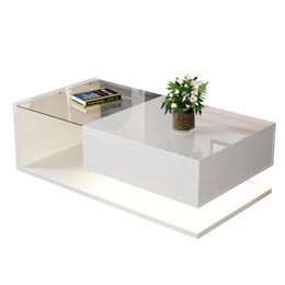 Flieks Couchtisch, Wei&szlig;, Holz, 55x32.5x105 cm, Wohnzimmer, Wohnzimmertische, Couchtische