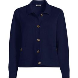 LANDS' END Kurzer Baumwoll-Blazer f&uuml;r Damen in Petite-Gr&ouml;&szlig;e, Damen, size: petite, Blau, Baumwolle, by Lands' End