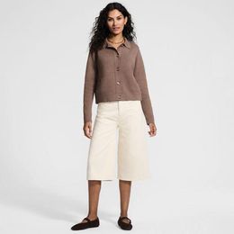 LANDS' END Kurzer Baumwoll-Blazer f&uuml;r Damen in Petite-Gr&ouml;&szlig;e, Damen, size: petite, Beige, Baumwolle, by Lands' End