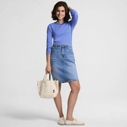 LANDS' END Langarmshirt aus mikrofeinem Baumwollripp f&uuml;r Damen, Damen, size: regular, Blau, Baumwolle/Elasthan, by Lands' End