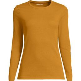 LANDS' END Langarmshirt aus mikrofeinem Baumwollripp f&uuml;r Damen, Damen, size: regular, Gelb, Baumwolle/Elasthan, by Lands' End
